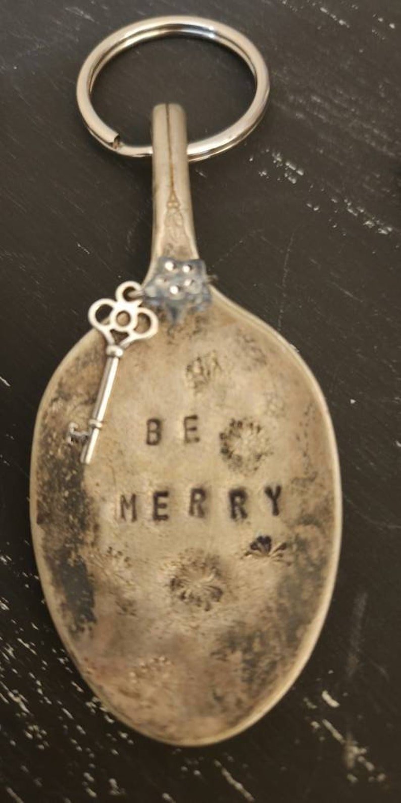 Vintage Silver Spoon Keychain / Keyring With Charm - Etsy
