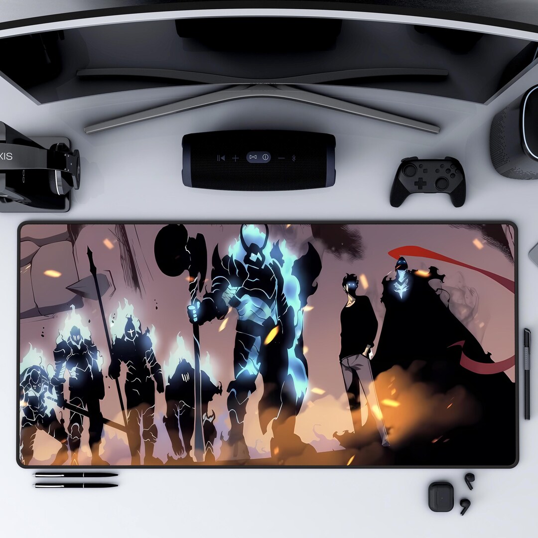 Shadow Army Desk Mat, Solo Leveling Sung Jin Woo & Igris Design ...