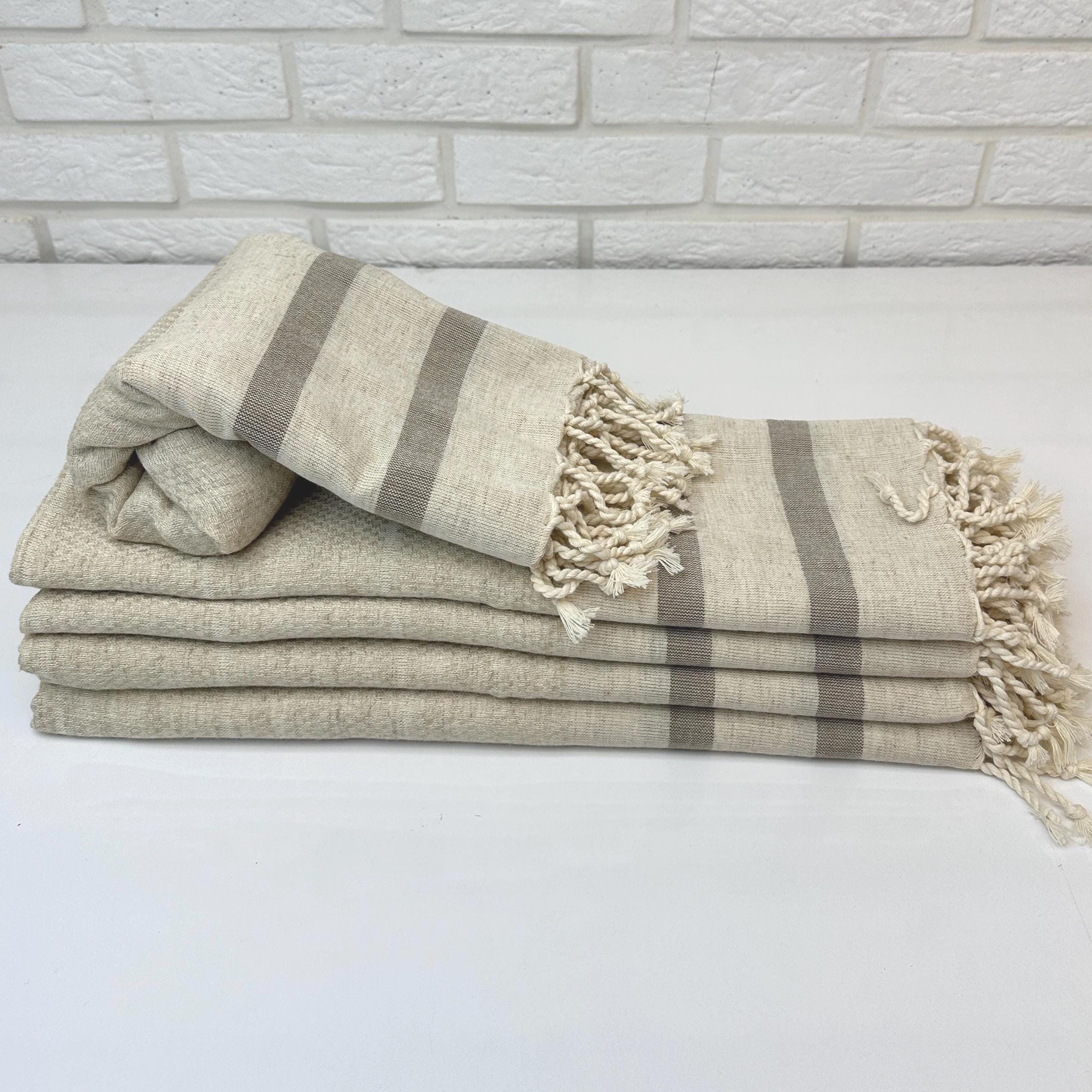 Linen Striped Bath Towels All Colors 40x70", Boho Chic Linen Throw ...