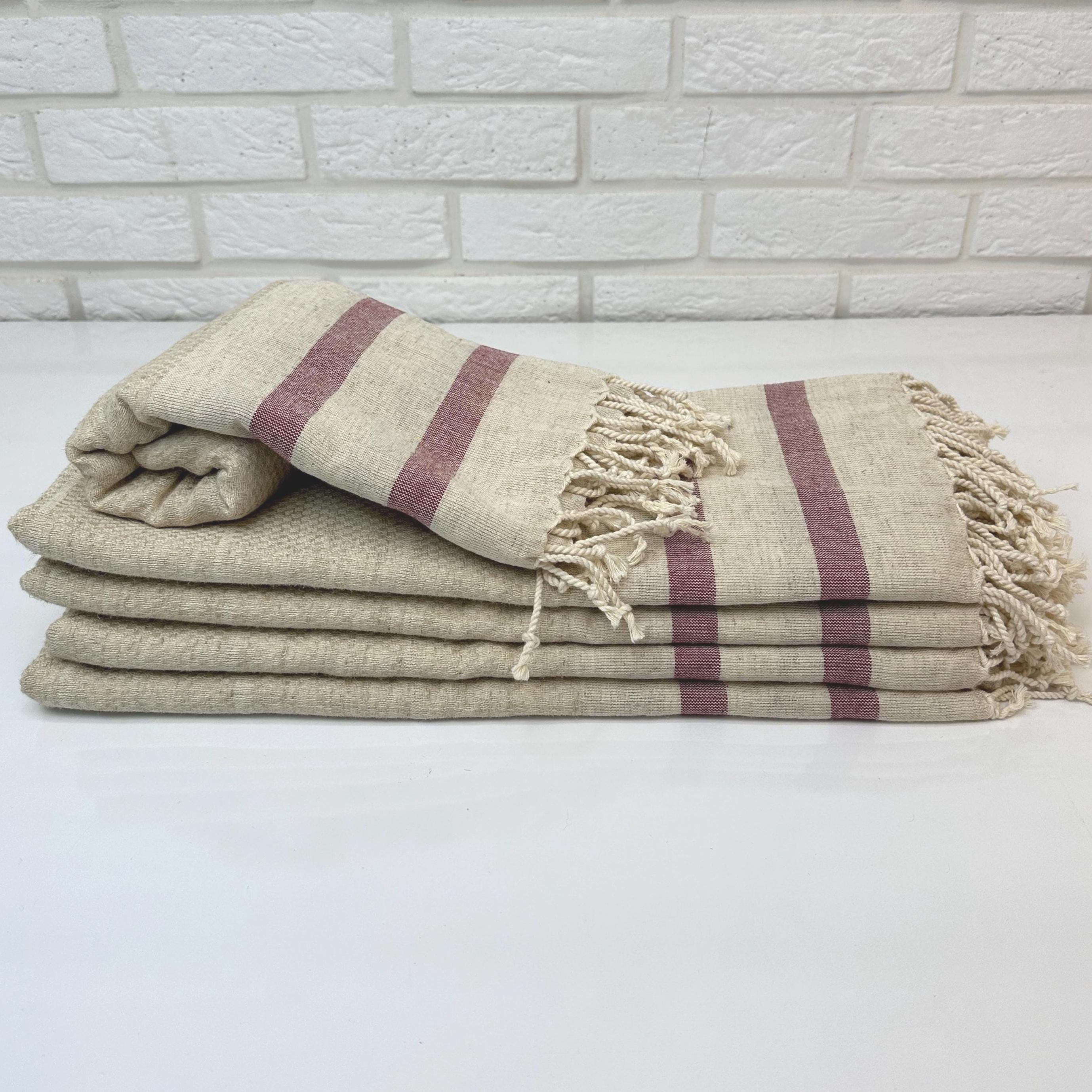 Linen Striped Bath Towels All Colors 40x70", Boho Chic Linen Throw ...