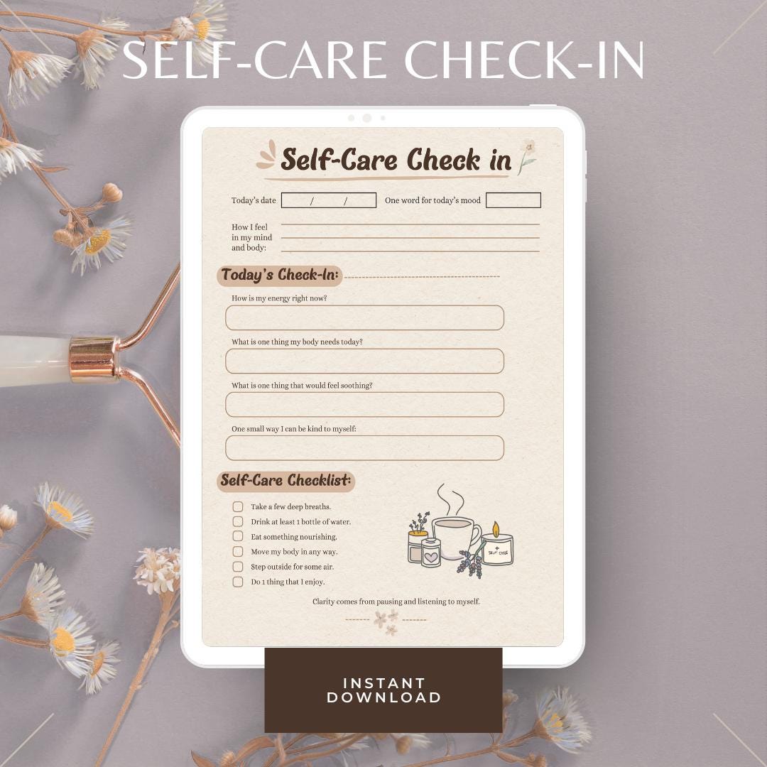 Self Care Planner Printable PDF | Daily Wellness Check in | Mental ...