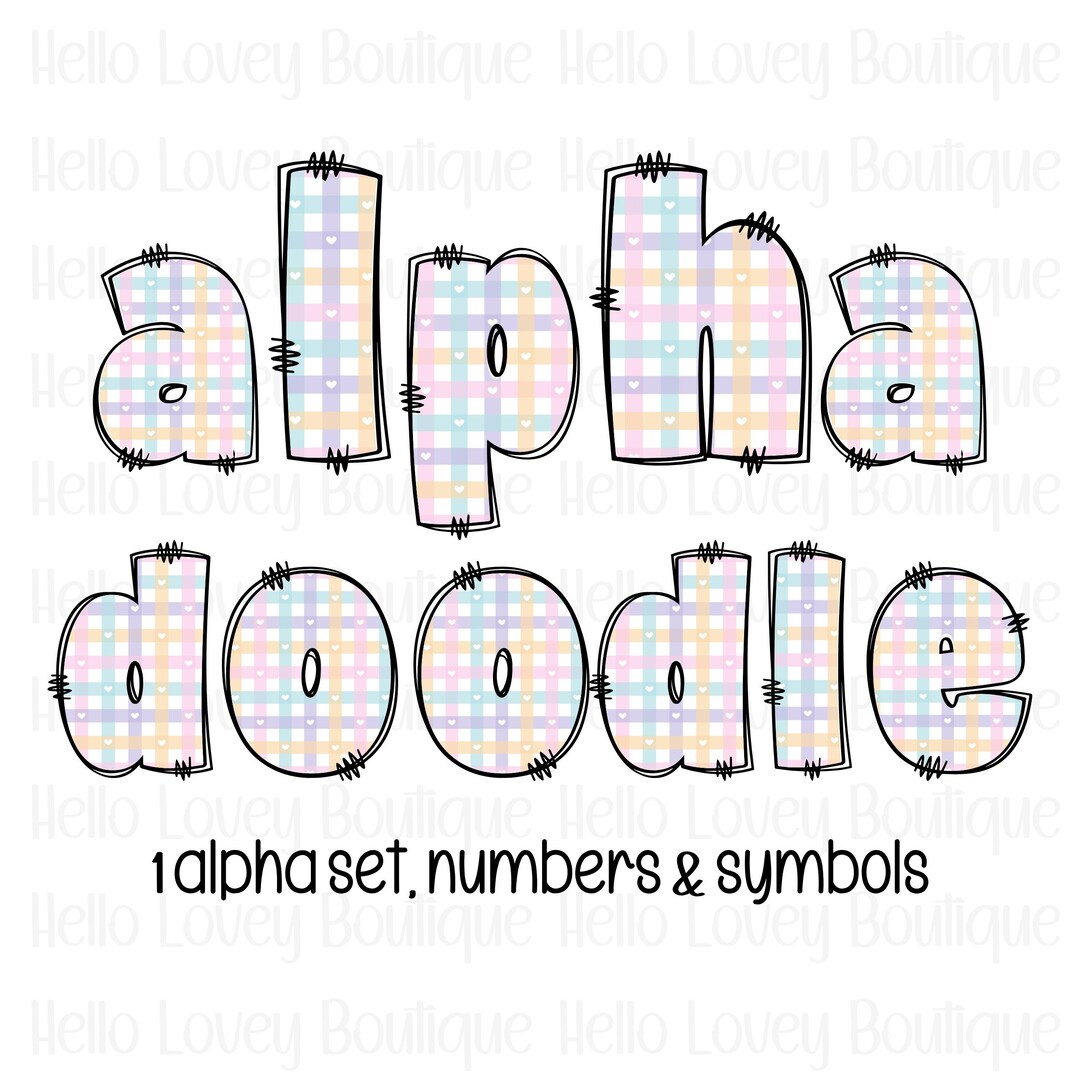Lavender Gingham Doodle Alphabet PNG Letters, Gingham Designed Letters ...