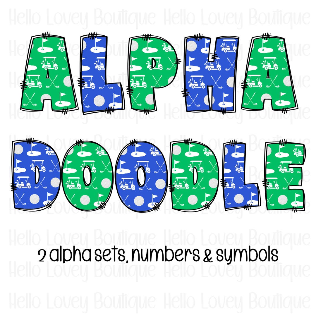 Golf Themed Doodle Alphabet Set PNG, Golf Themed Letters, Doodle ...