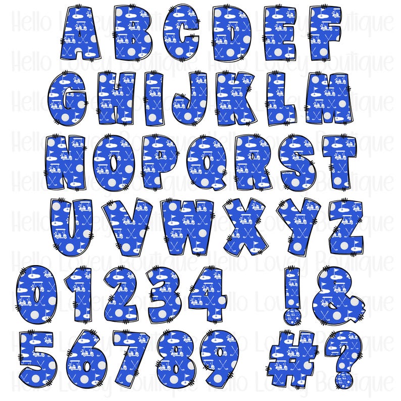 Golf Themed Doodle Alphabet Set PNG, Golf Themed Letters, Doodle ...