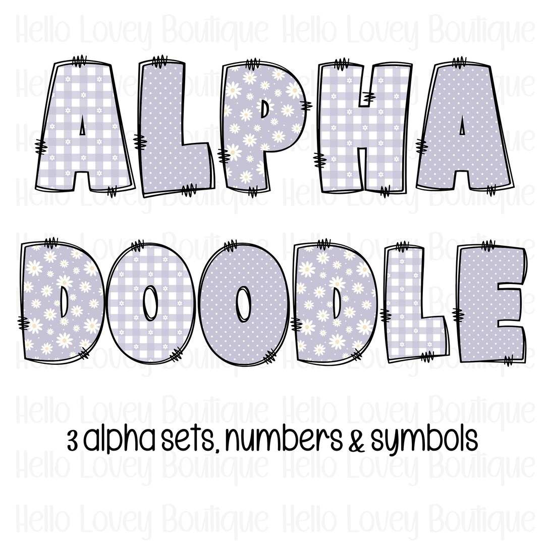 Lavender Doodle Alphabet Set PNG Letters, Spring Letters, Doodle ...