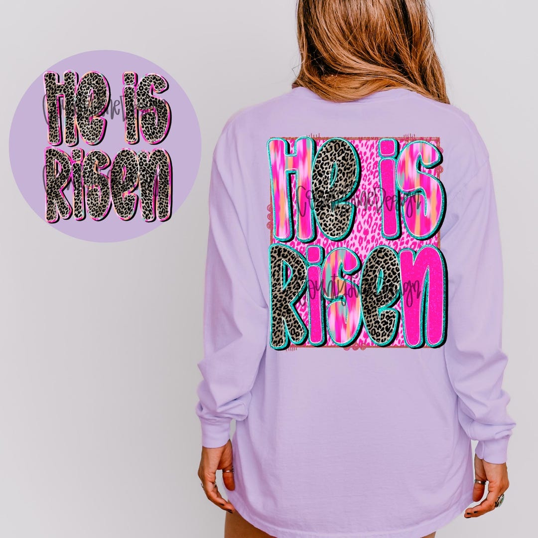 He is Risen Preppy PNG, Preppy Easter Png, Neon Easter PNG - Etsy