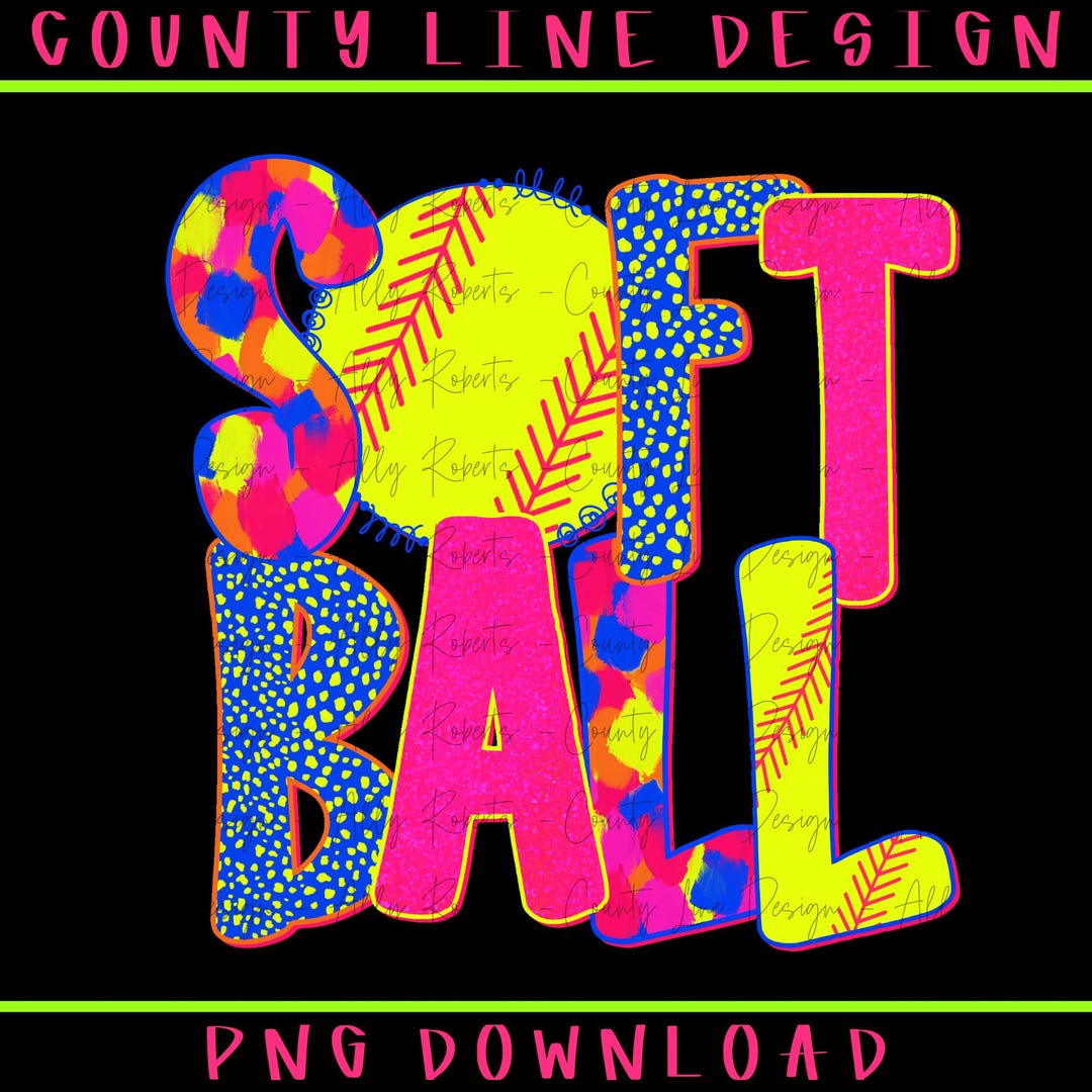 Neon Softball PNG: Preppy Design (digital Download) - Etsy