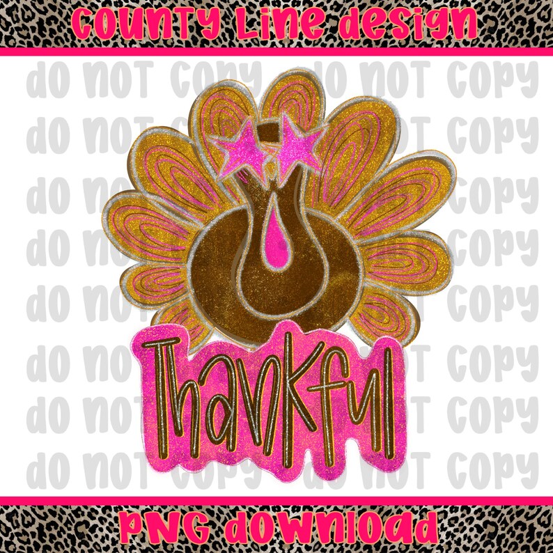 Thankful Preppy Turkey PNG: Thanksgiving Design (digital File) - Etsy