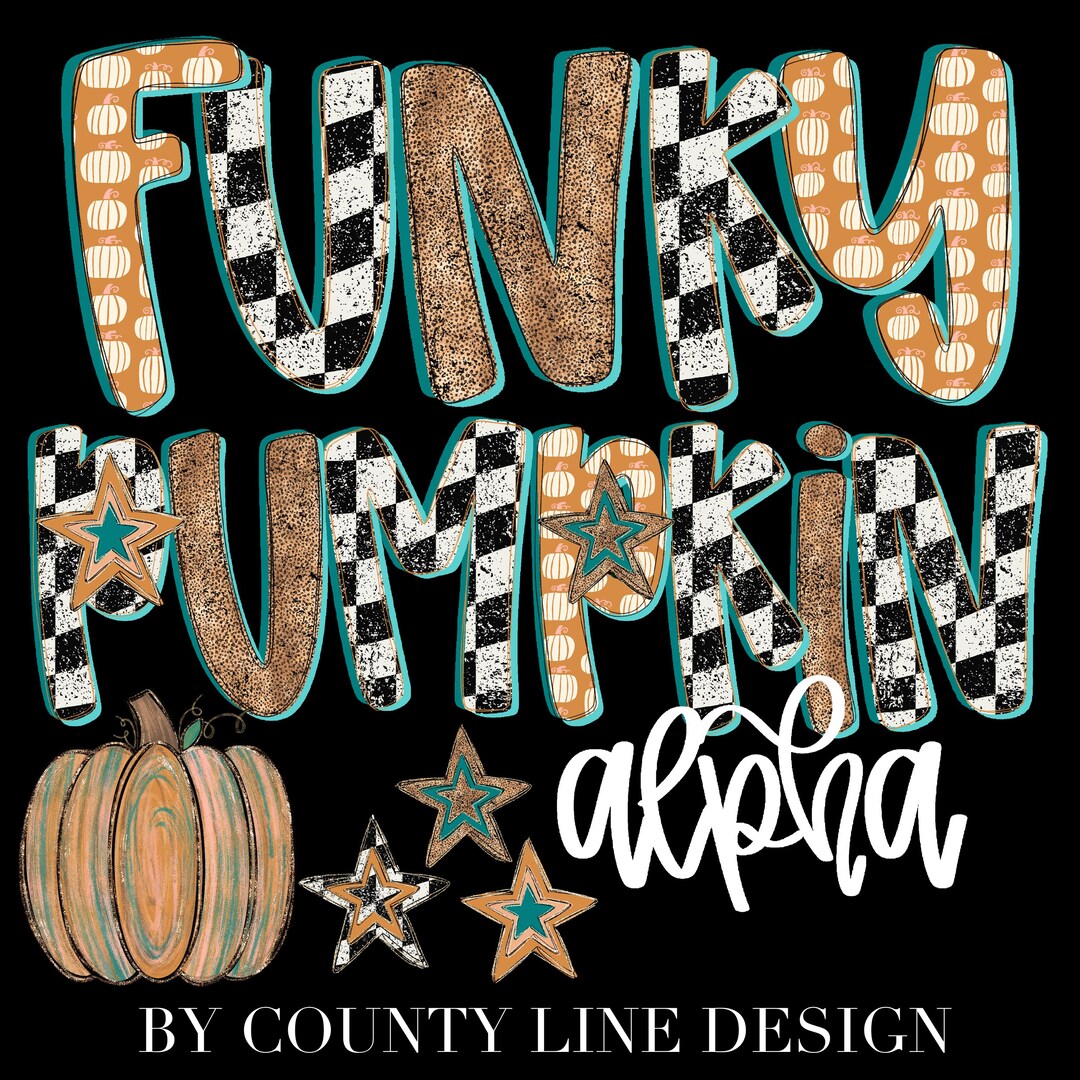 Funky Pumpkin Alpha Set Pngs: Fall Halloween Alphabets (digital File ...