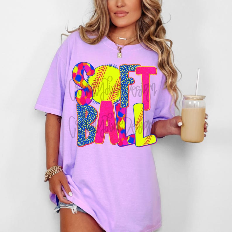 Neon Softball PNG: Preppy Design (digital Download) - Etsy