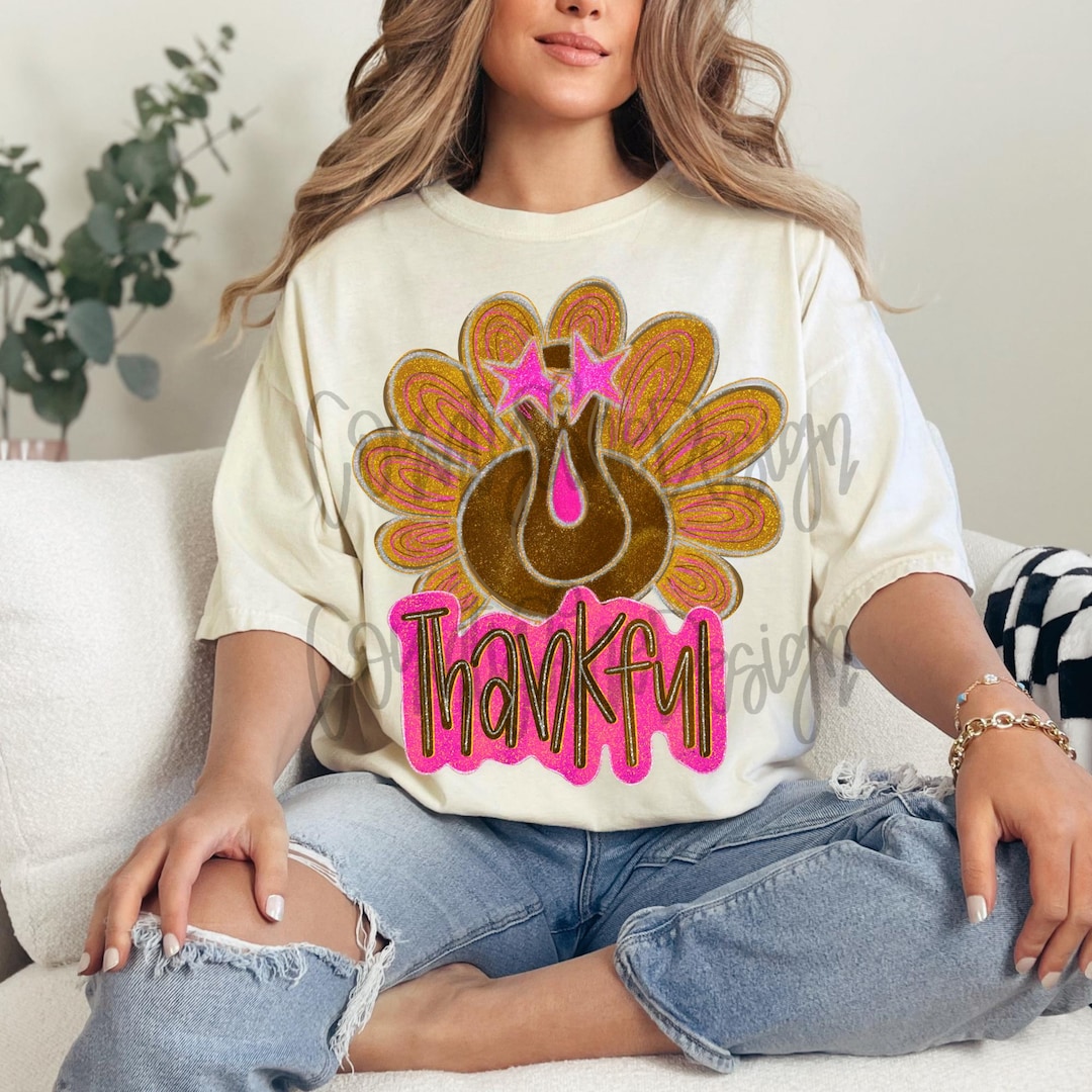 Thankful Preppy Turkey PNG: Thanksgiving Design (digital File) - Etsy