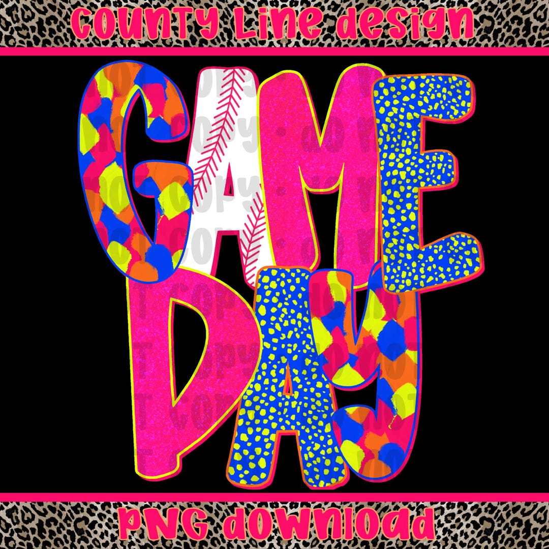 Game Day Baseball Neon PNG, Preppy Neon Gameday Png, Preppy Baseball ...