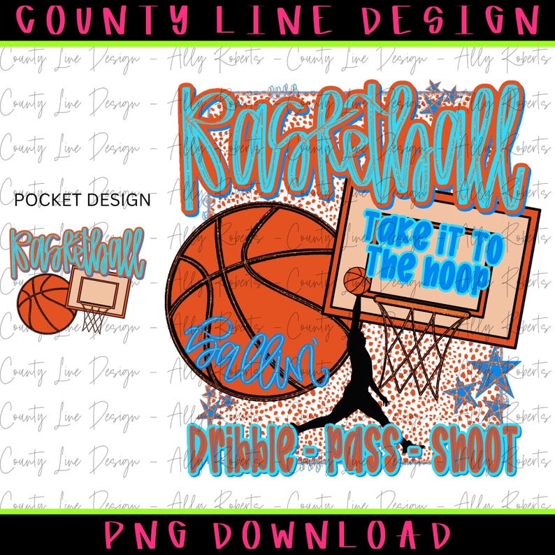 Preppy Basketball PNG: Dribble, Pass, Shoot (digital File) - Etsy