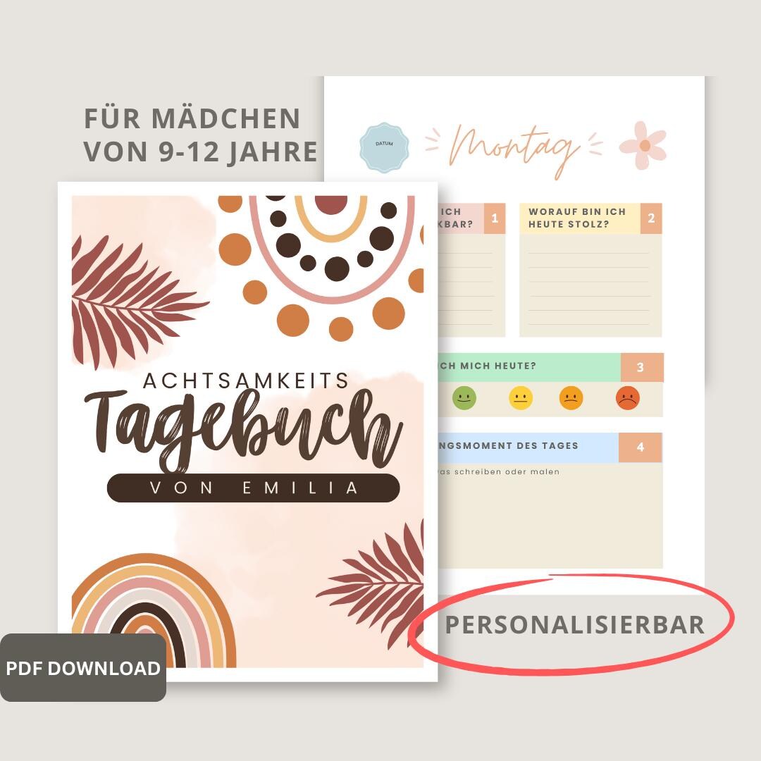 Personalized Mindfulness Diary for Girls Aged 9-12, Gratitude Diary for ...