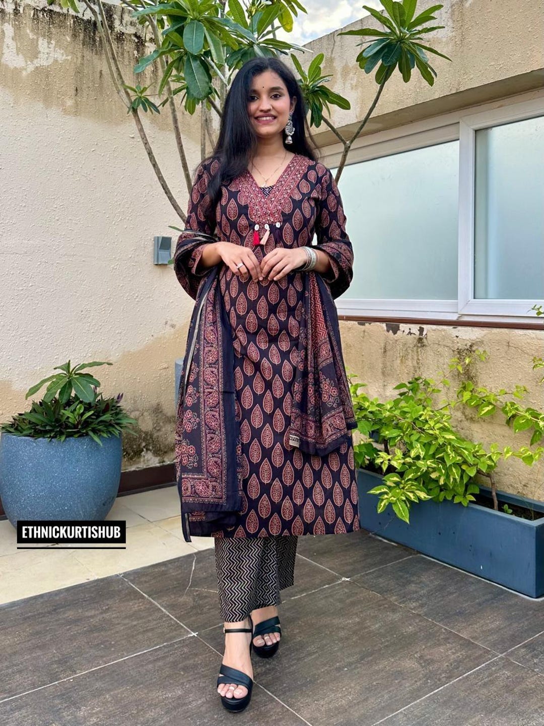 Designer Ajrakh Cotton Set | Printed Kurta & Kurtis | Kurta and Palazzo ...