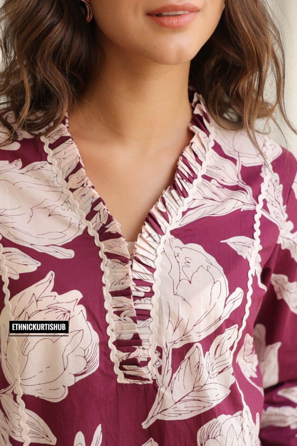 Women's Soft Cotton Top & Trousers Wine Color Top for Women Indian ...