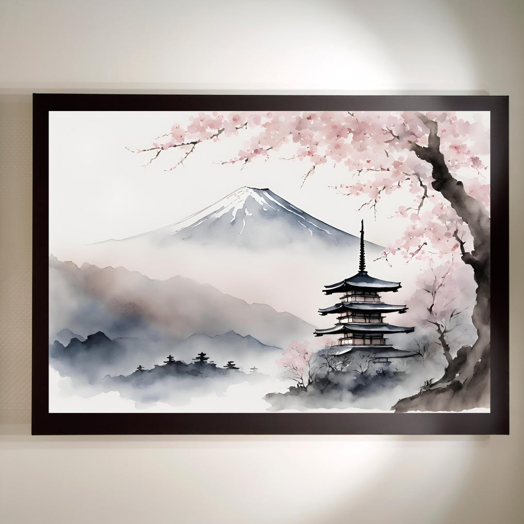 Japan Cherry Blossom Art Print | Boho Watercolor Digital Download ...