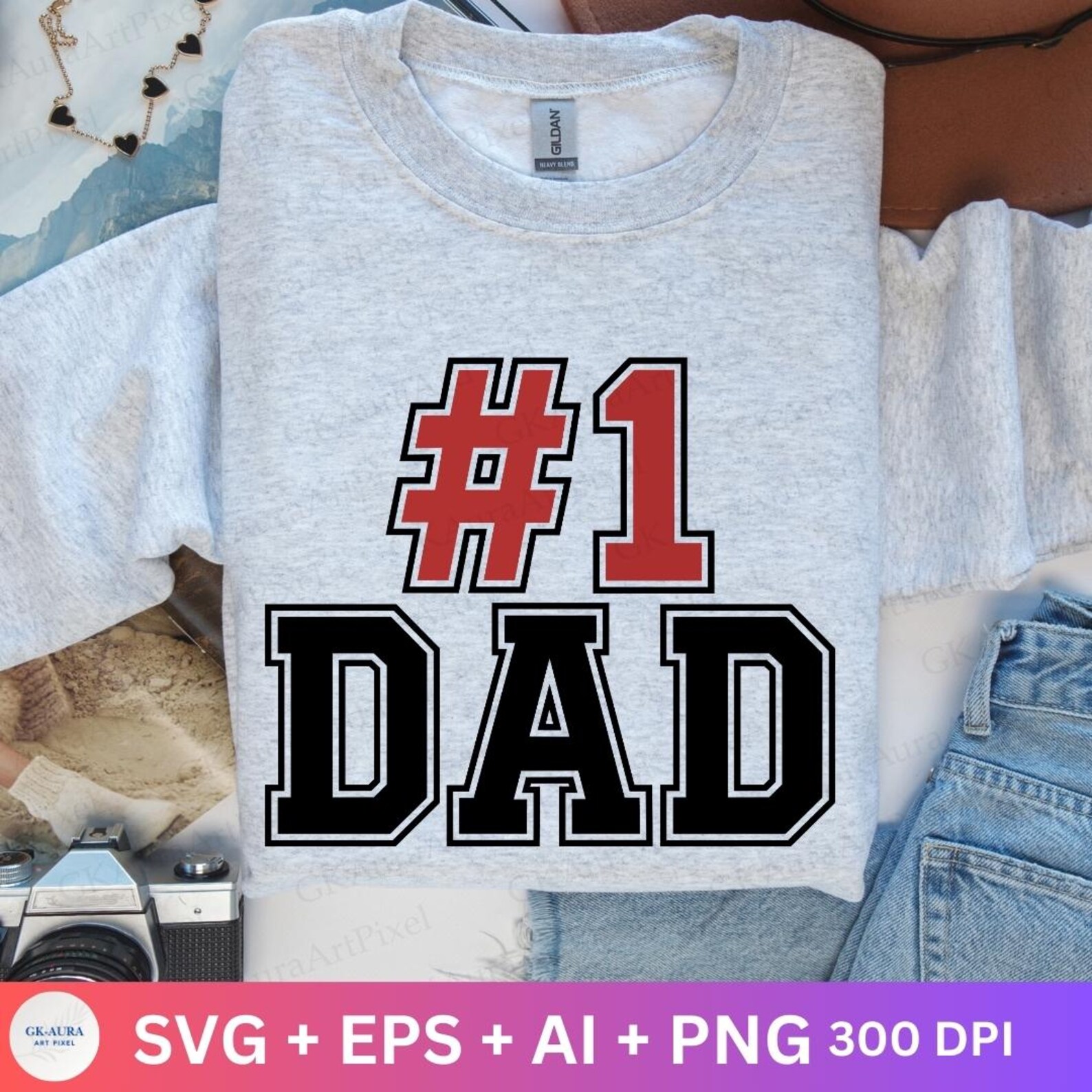 Number 1 Dad SVG & PNG Bundle - Number One Dad Design, Fathers Day Gift ...
