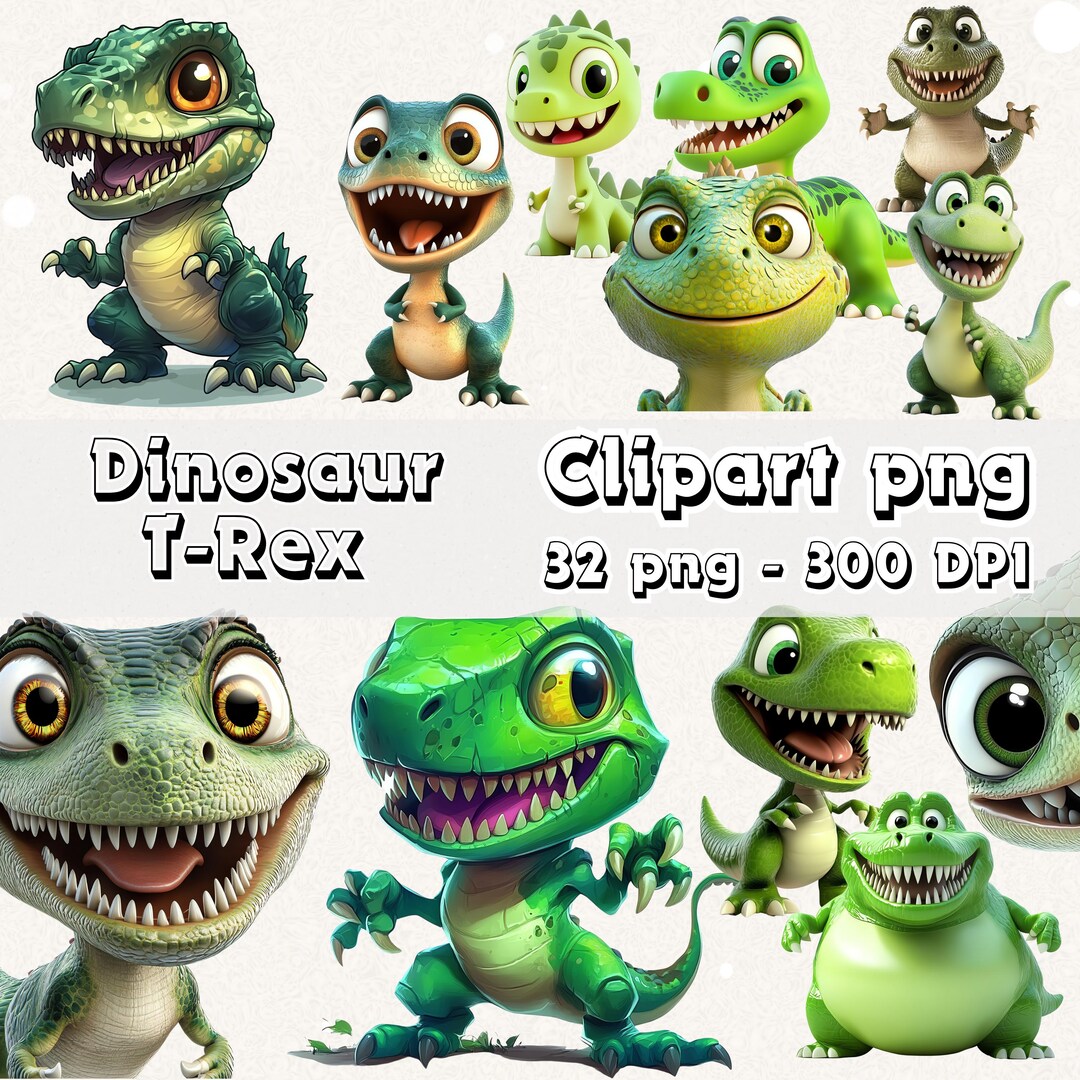 3D Dinosaur PNG Clipart, Cute Digital Download, 32 High-quality Files ...