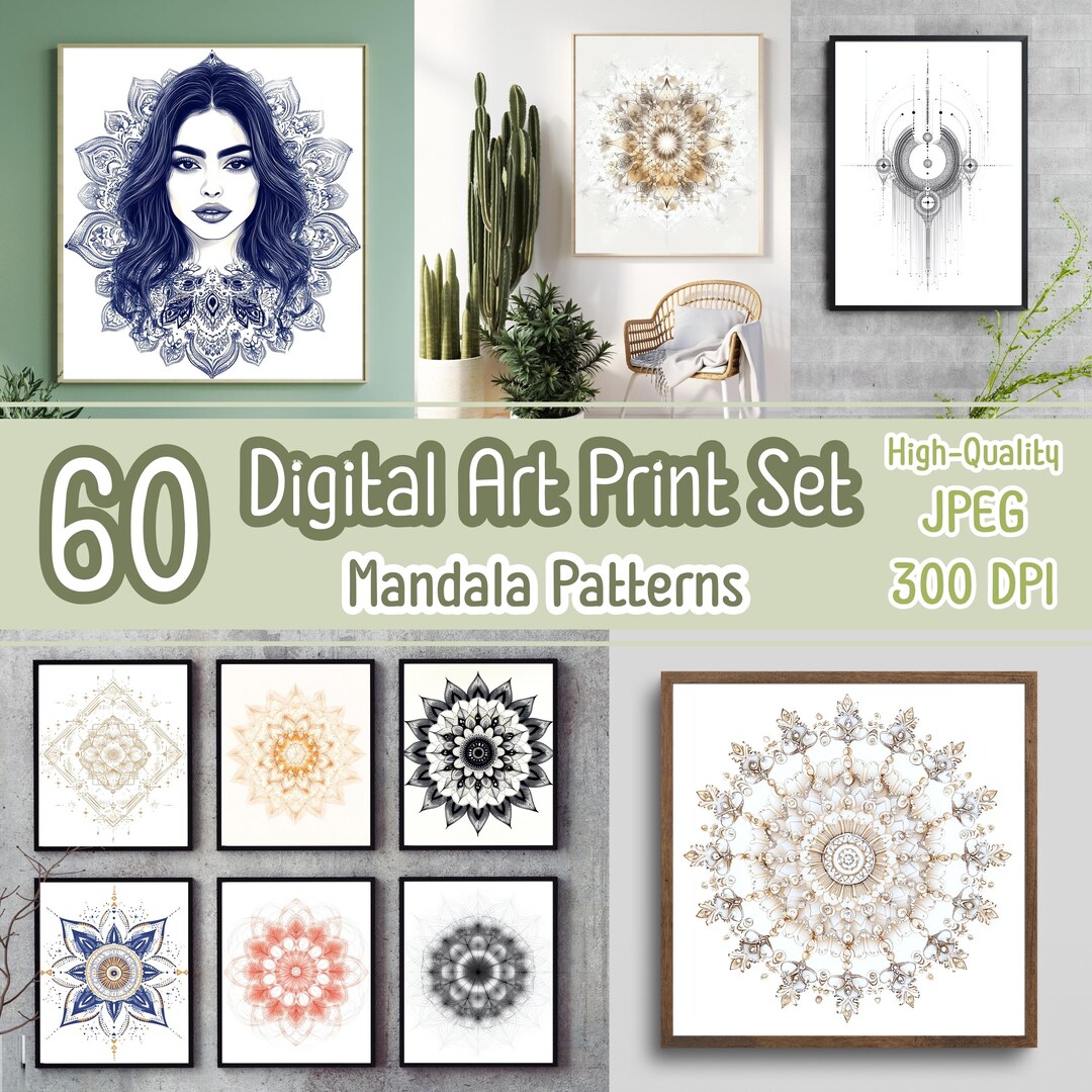 Boho Mandala Patterns, Mandala Clipart, Digital Art Prints, Digital ...
