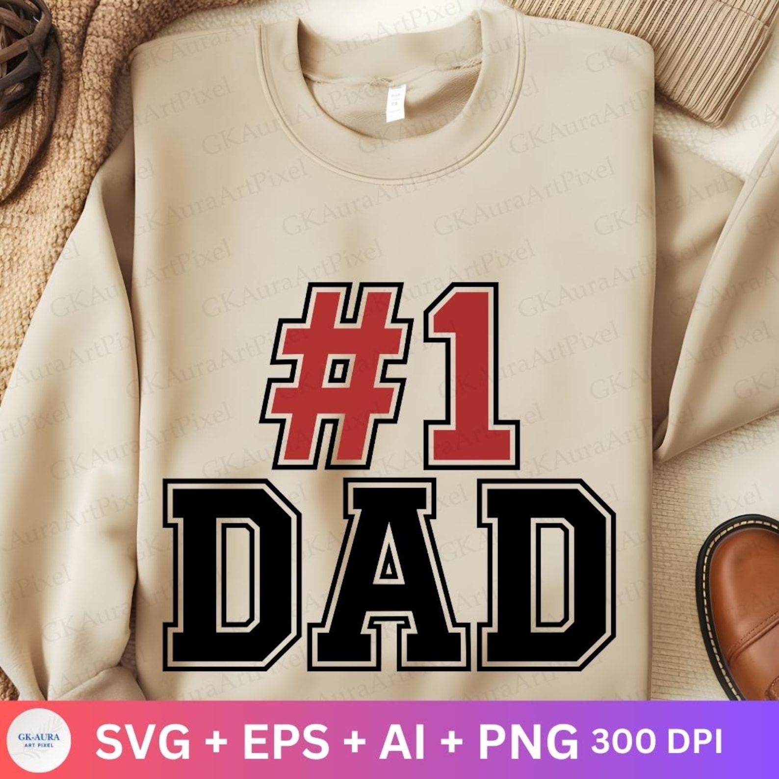 Number 1 Dad SVG & PNG Bundle - Number One Dad Design, Fathers Day Gift ...