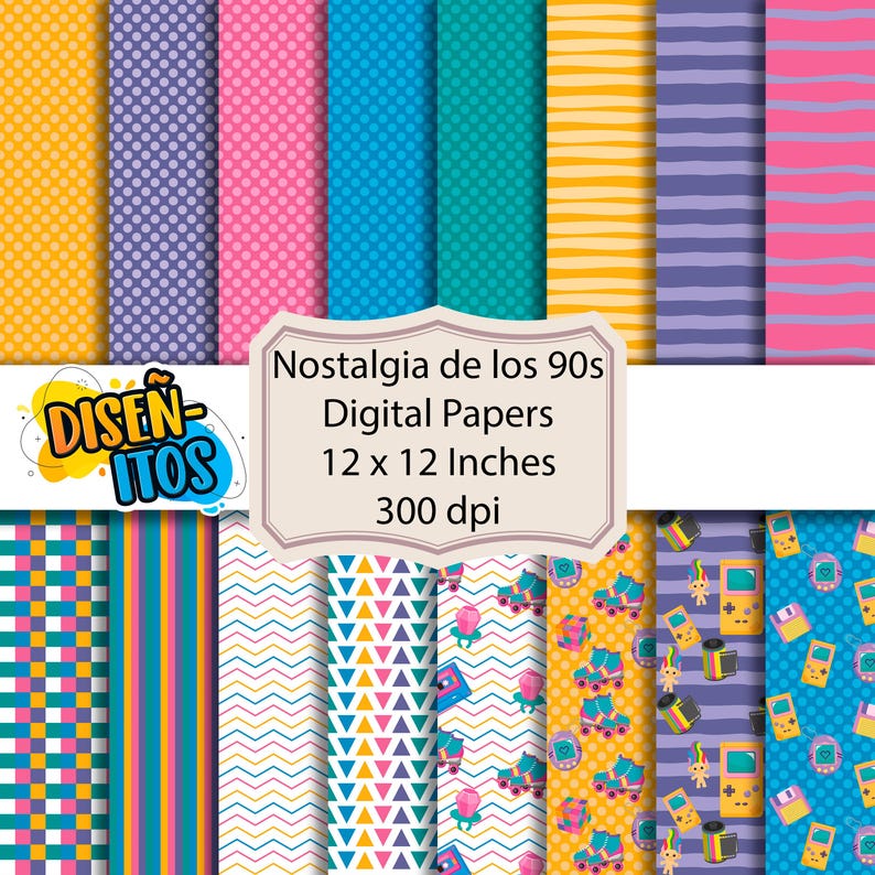 90s Nostalgia Digital Papers - Etsy