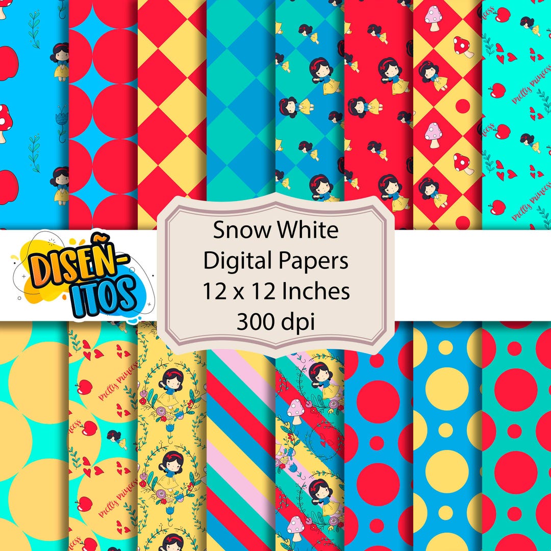 Snow White Digital Papers - Etsy
