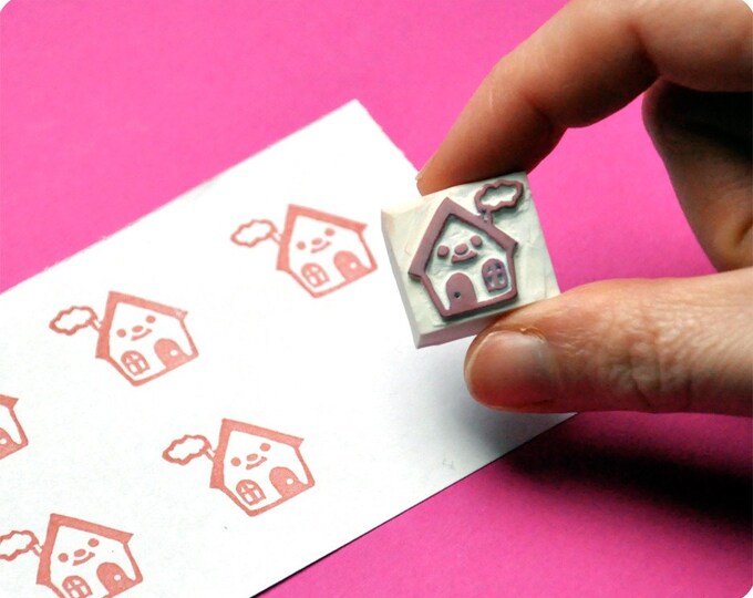 Little House Hand Carved Rubber Stamp - Etsy