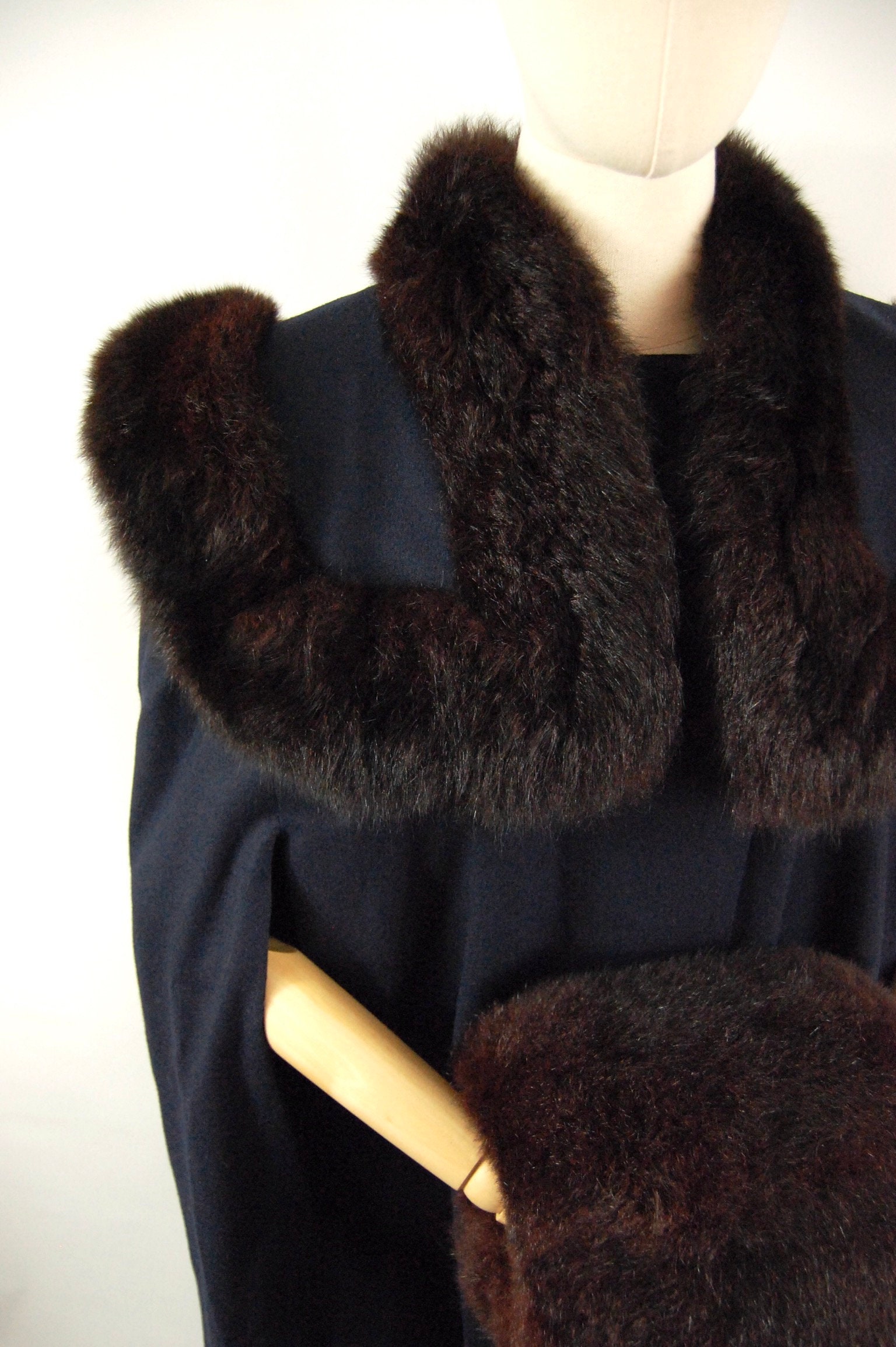 Victorian Revival Cape and Muff / Blue Wool Cape Possum Fur - Etsy
