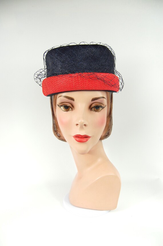 1960s Straw pillbox Hat Roberta Bernays Original / 60… - Gem