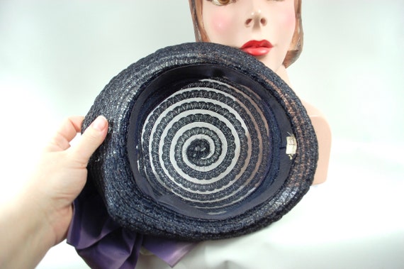 Late 1940s Straw Floral Hat / Face Framing Wide Brimm… - Gem