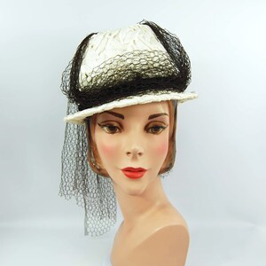 1960s Ivory Top Hat With Brown Veil Steampunk Ladies Top Hat - Etsy