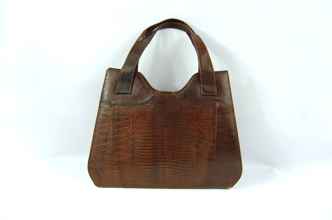 1960s Brown Lizard Handbag Reptile Handbag Oversized Very - Etsy