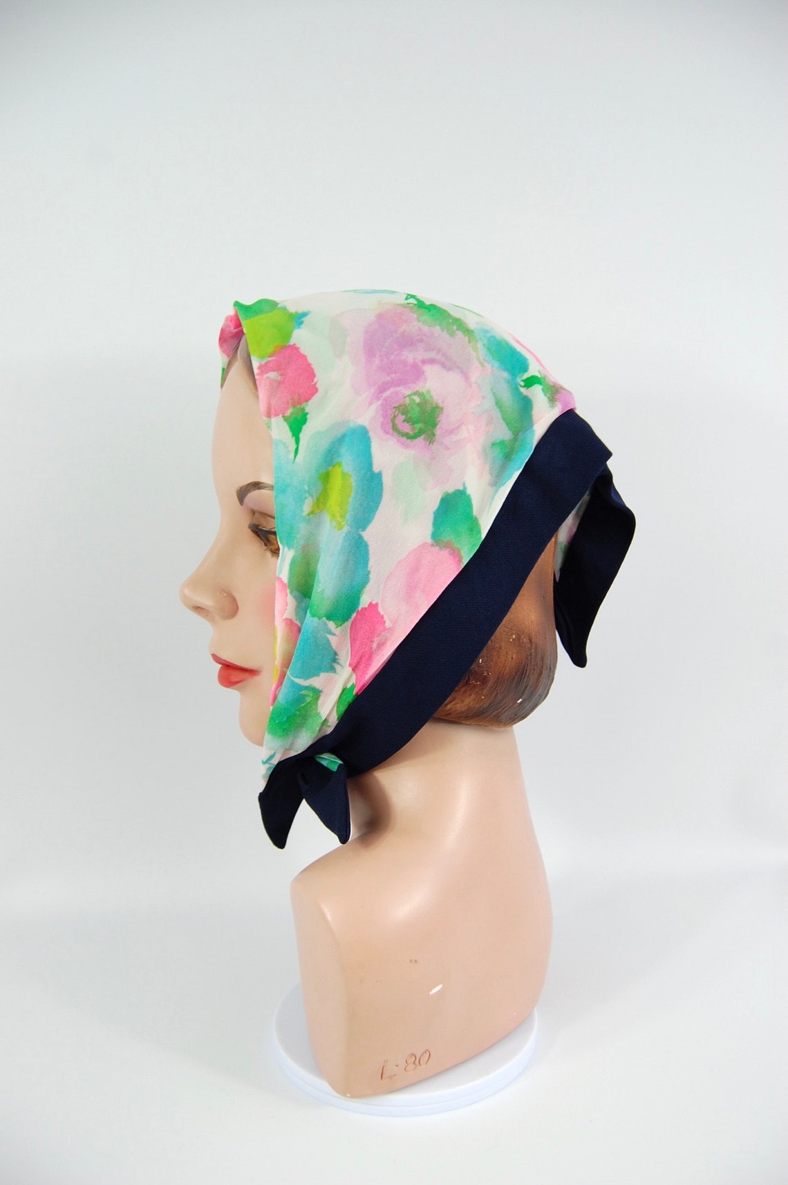 1960s Triangle Head Scarf in Colorful Floral Rayon Nylon - Etsy