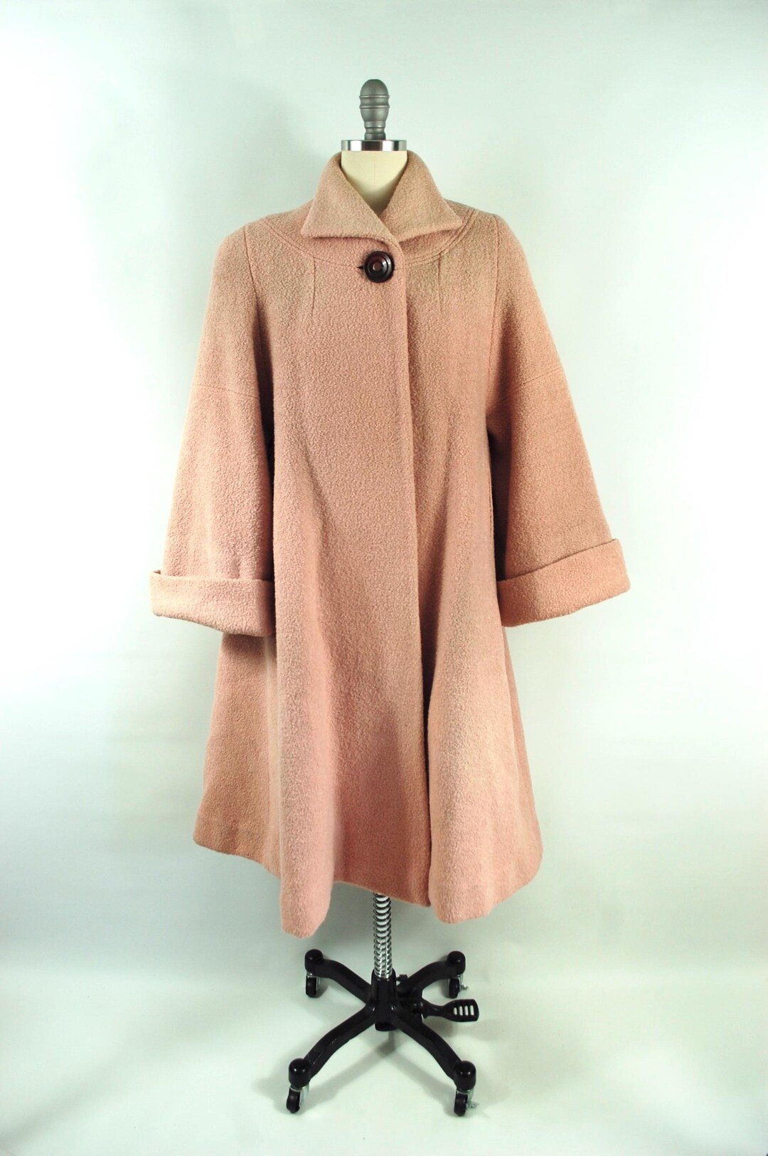 Vintage Pink Swing Coat / Early 1950s Dusty Rose Glamorous Winter Coat ...