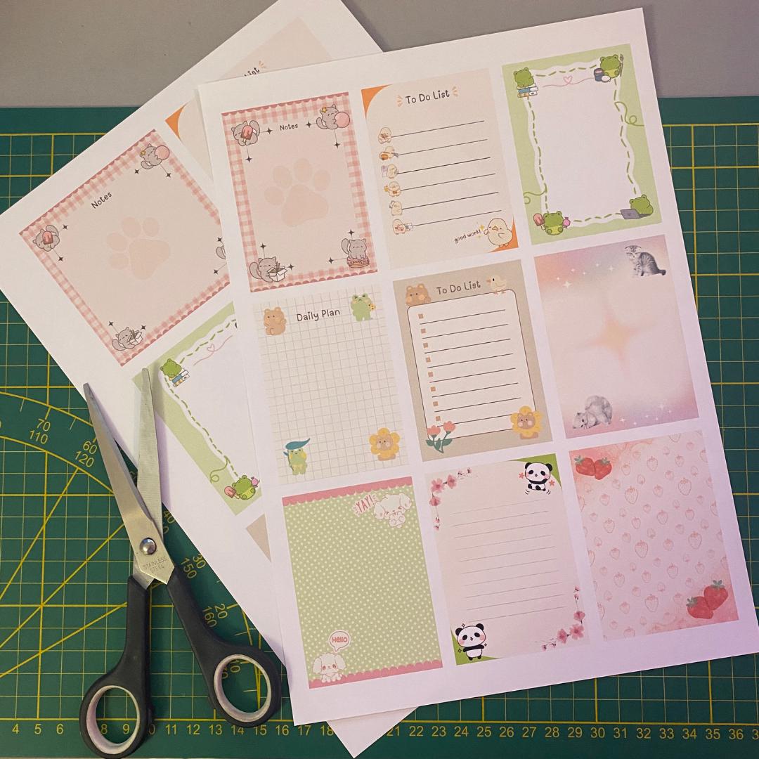 Cute Sticky Notes, Printable Kawaii Memo Pad With 10 Unique Designs ...
