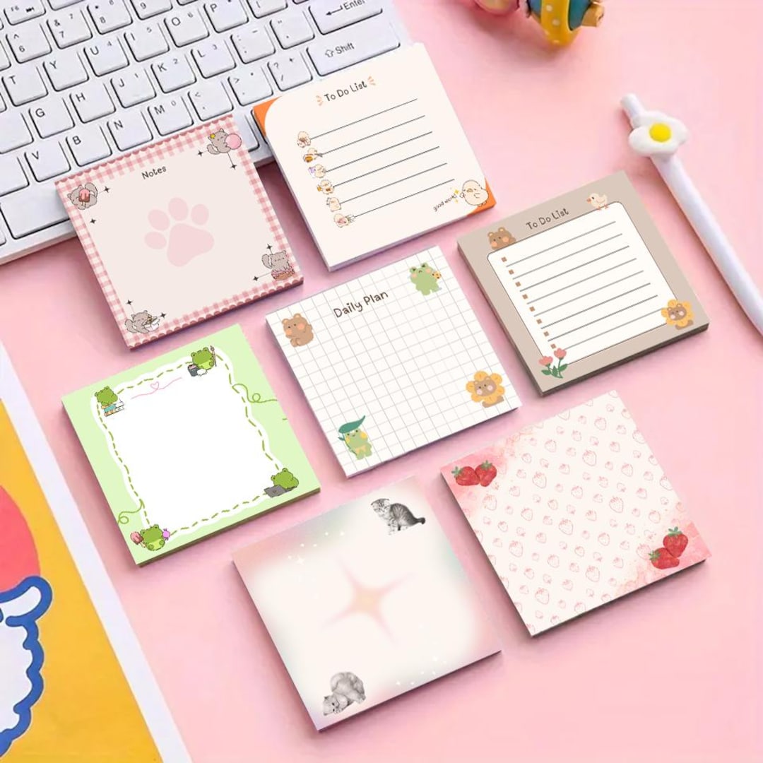 Cute Sticky Notes, Printable Kawaii Memo Pad With 10 Unique Designs ...