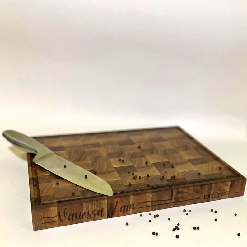 Large Walnut End Grain Cutting Board Personalized - Etsy