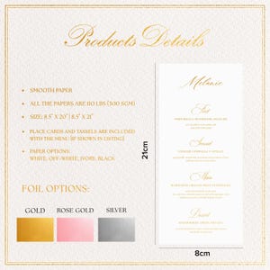 Wedding Paper Menu - Personalized Menu, Custom Menu With Name Card ...