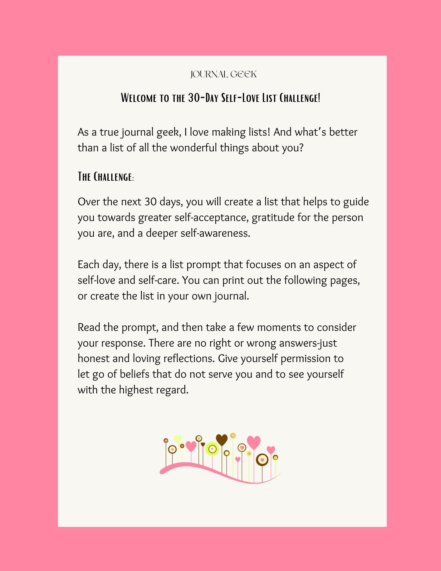 30-day List Challenge: Self-love - Etsy