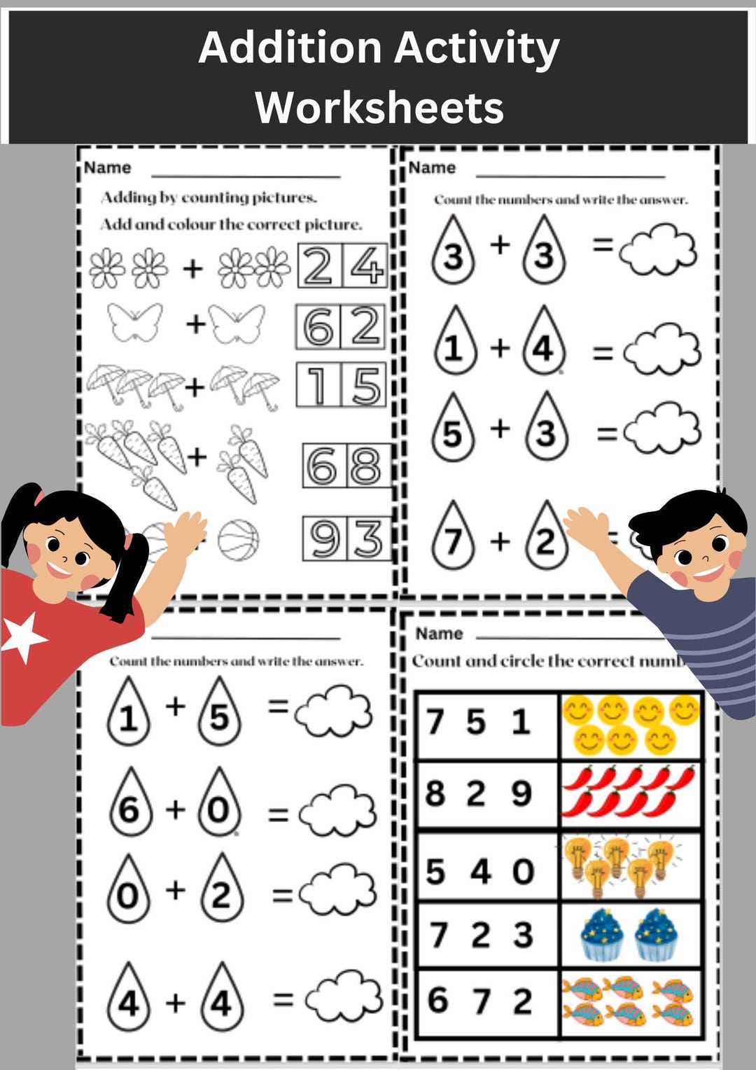 Addition Activity 14 Worksheets for Kindergarten - Fun Maths Worksheets ...