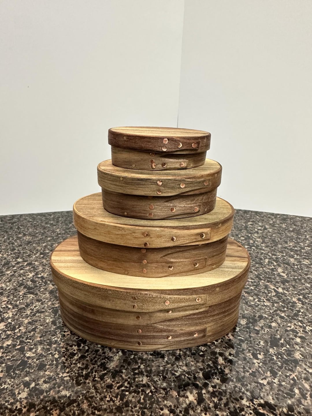 Set of 4 Black Walnut Oval Shaker Boxes - 4 5/8" X 2 1/2" X 1 3/8" Size ...