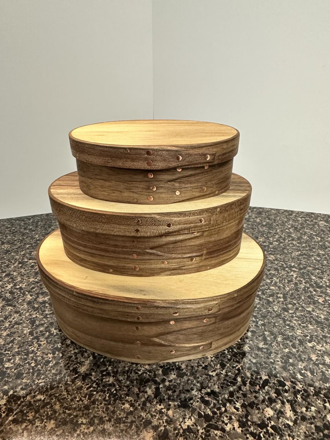 Set of 3 - Black Walnut Oval Shaker Boxes - 5 3/4" X 3 1/2" X 1 3/4 ...