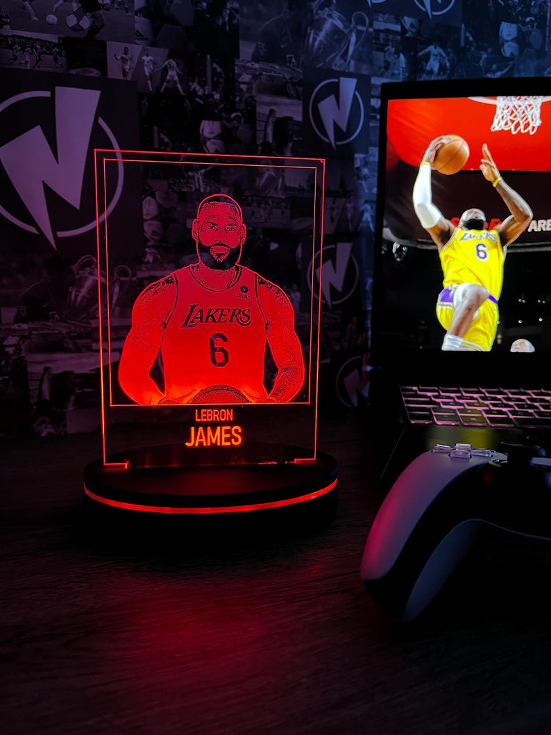 Lebron James Fan Card, Personalized, Illuminated Acrylic Desk Lamp, 7x4 ...