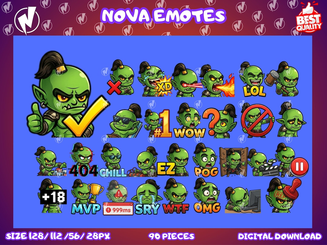 Cute Goblin Emote Pack, Bundle for Streamers, Chibi Emotes for Twitch ...