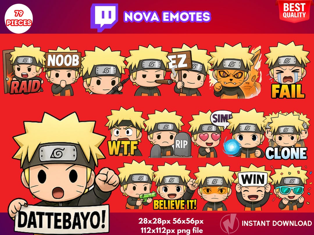 Emotes de anime para Twitch, Pacote de emojis para streamers, Estilo ...