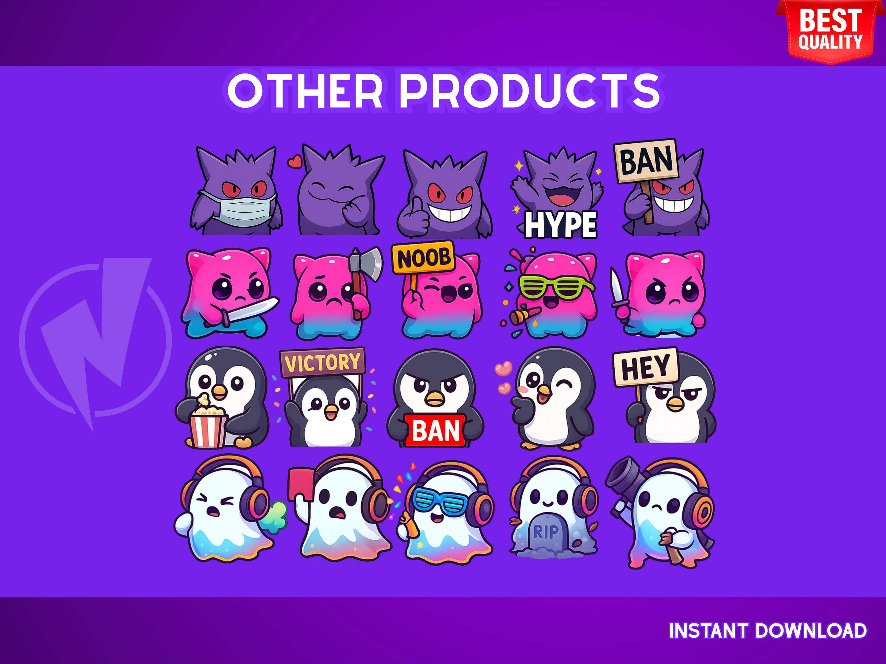 Chibi Wolf Twitch Emotes | Cute Kawaii Streamer Emote Bundle ...