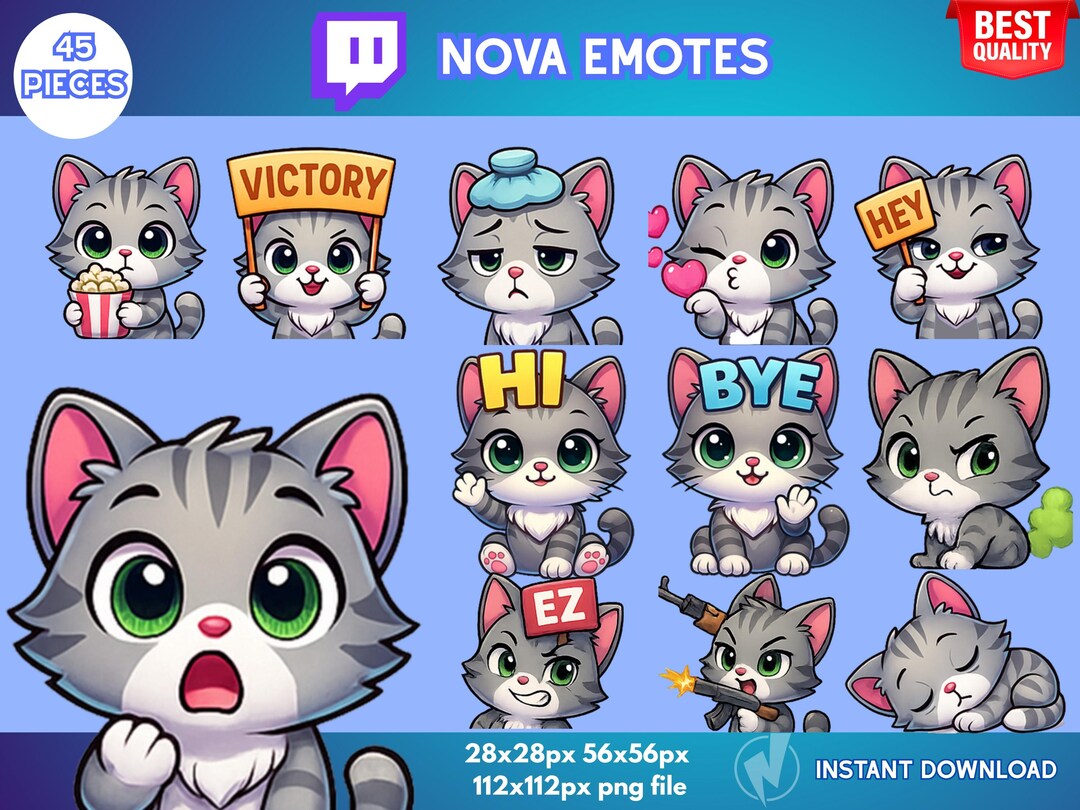 Cats Twitch Emotes, Streamer Emoji Pack, Streamer Emote, Digital Emotes ...
