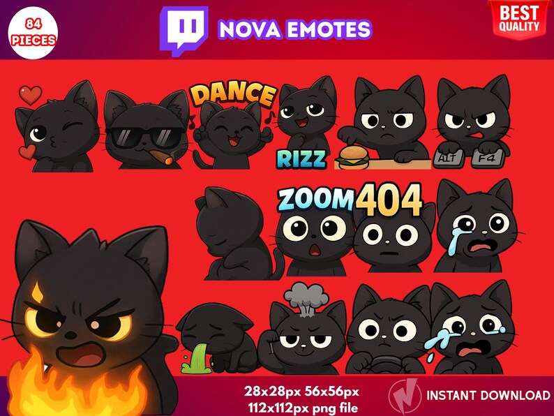 Cat Emotes Anime Twitch Emotes | Chibi Streamer Emote Bundle | Cute ...