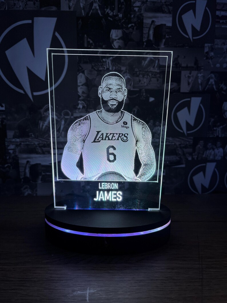 Lebron James Fan Card, Personalized, Illuminated Acrylic Desk Lamp, 7x4 ...